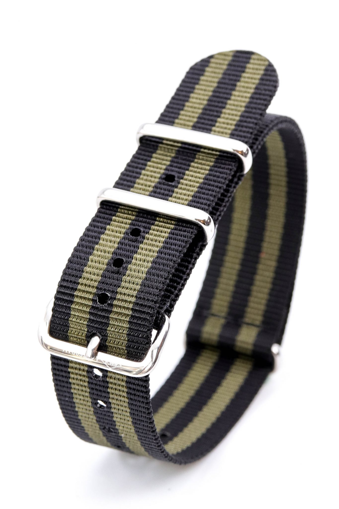 Black & Green Stripes Nato Watch Strap | Amsterdam Watch Company