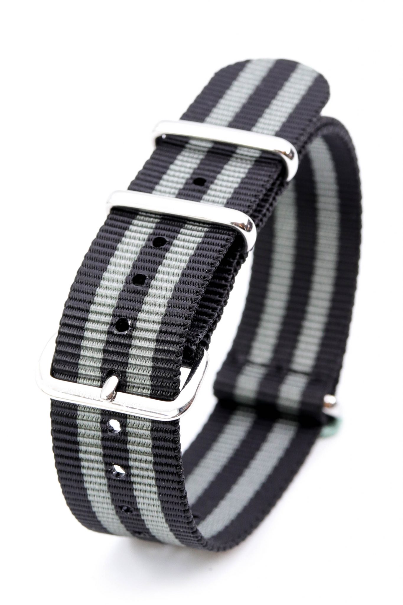 Black & Grey Stripes ‘Bond’ Nato Watch Strap | Amsterdam Watch Company
